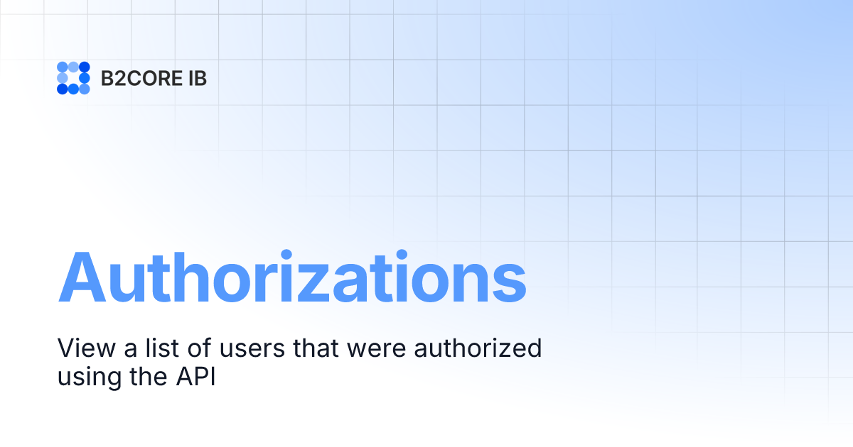 Authorizations | B2CORE IB docs